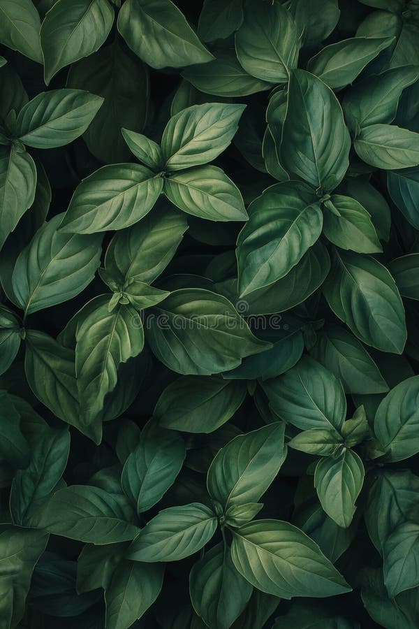 Mockup of Ocimum Basilicum with Many Fresh Basil Leaves, Fragrant ...