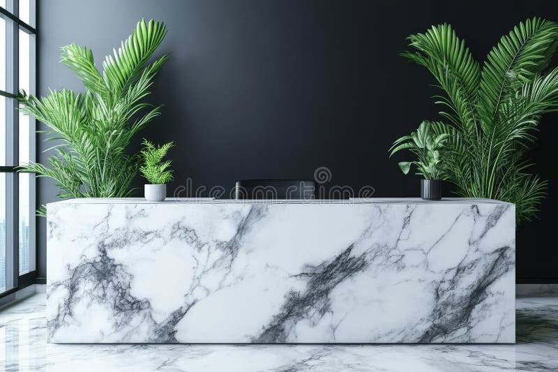 Mockup Office Reception Desk Front View Interior Design Stock Photos ...