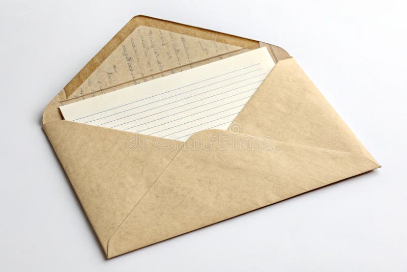 Opened Paper Envelope Mockup with Paper Sheet Isolated on White ...