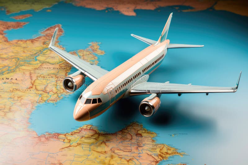 Mockup of a Passenger Plane on the World Map. the Concept of Travel and ...