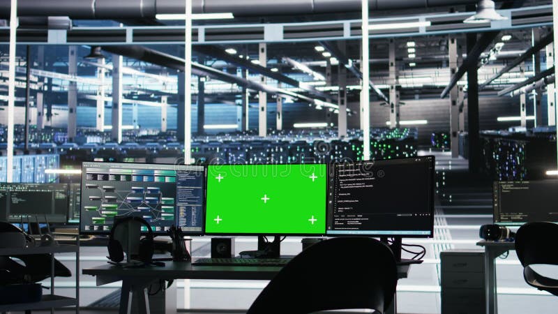 Mockup Pcs In Data Center Control Hardware Energy Usage Using Node Tree Tech Stock Footage