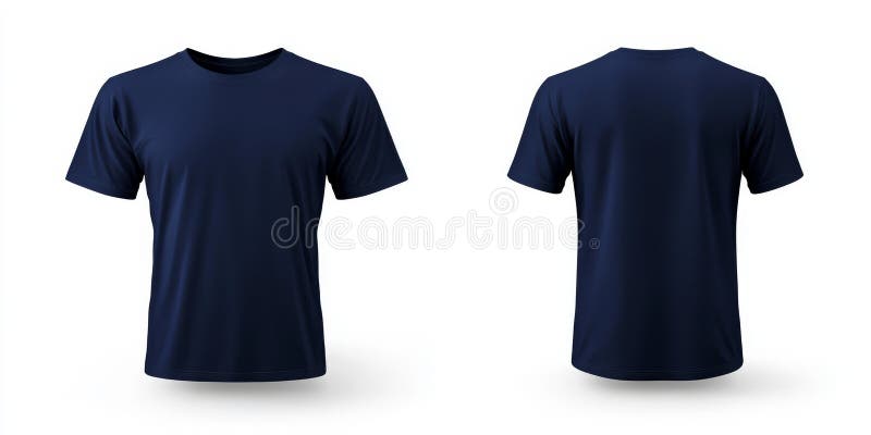 Mockup of a Plain Navy Blue TShirt Displaying Both the Front and Back ...