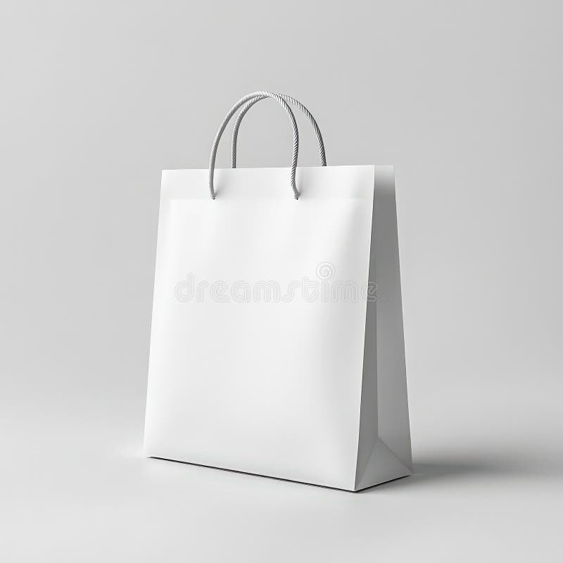 Mockup of Plain White Paper Bag on White Background Stock Illustration ...
