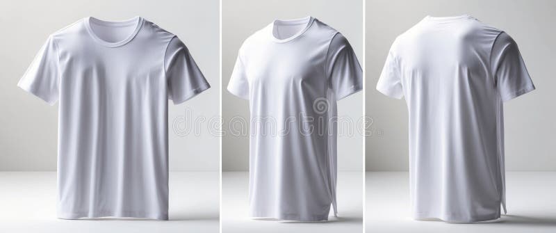 Mockup of Plain White T-Shirt from Multiple Angles Stock Illustration ...