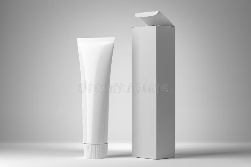 Mockup of a Plastic Tube of Toothpaste with Carton Packaging. 3d Render ...