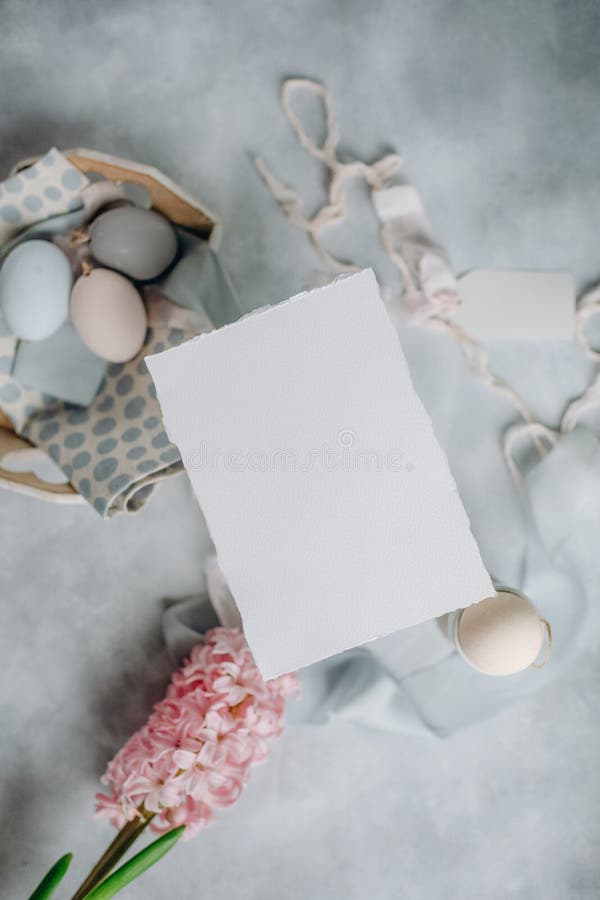 Mockup Postcard on an Easter Theme in Pastel Colors, Mockup Card on an ...