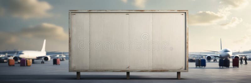 A Mockup Poster Empty, Stands within an Airport Setting , Blurred ...