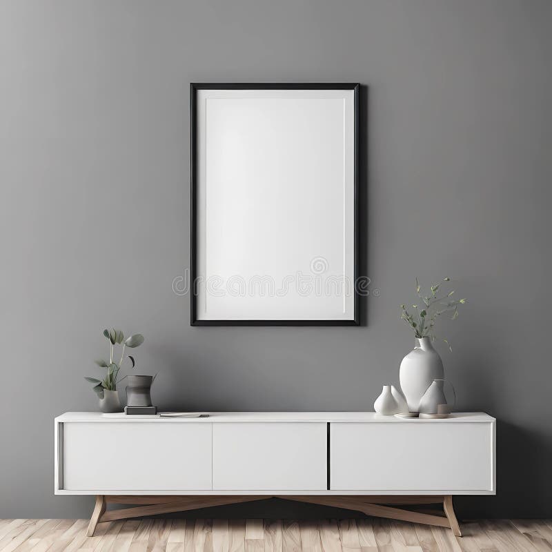 Mockup Poster Frame Close Up Render Stock Illustration - Illustration ...