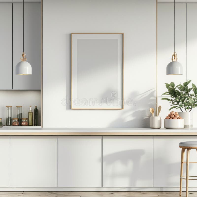Mockup Poster Frame in Kitchen Interior Background, Minimal Modern ...