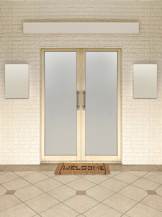 Mockup Poster in Front of the Office Stock Image - Image of ...