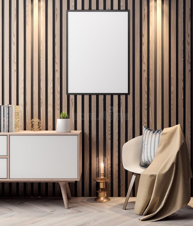 Mockup Poster in the Interior, 3D Illustration of a Modern Design Stock ...