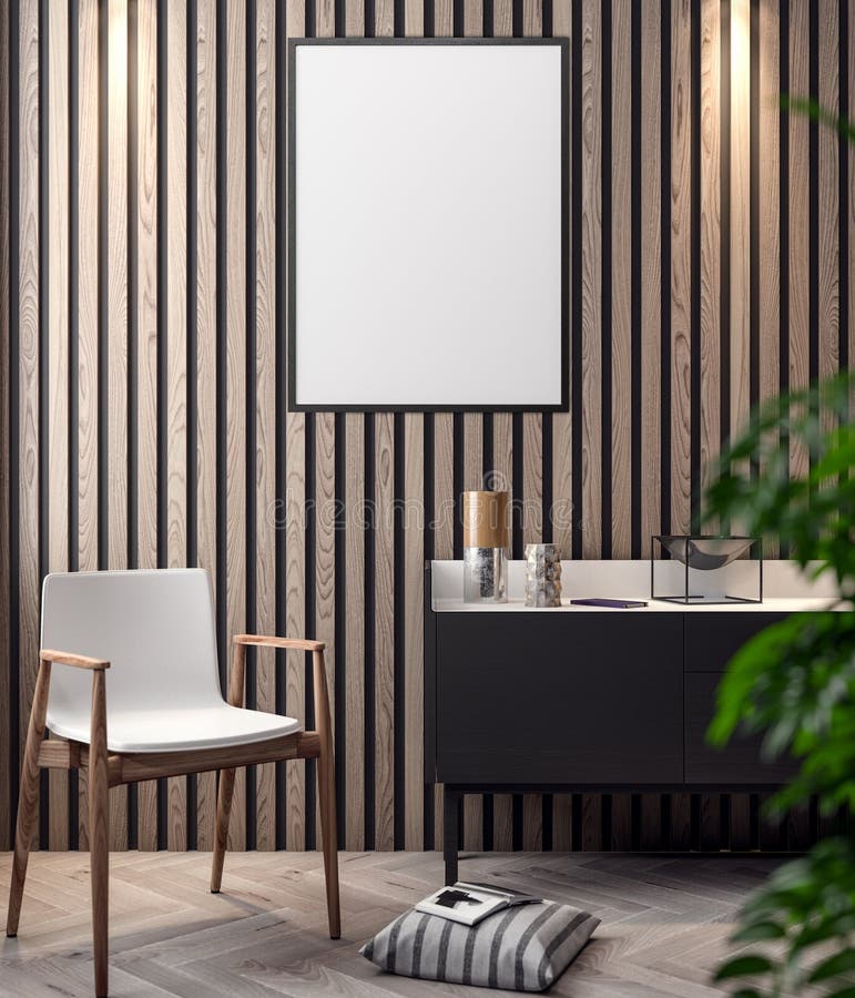 Mockup Poster in the Interior, 3D Illustration of a Modern Design Stock ...