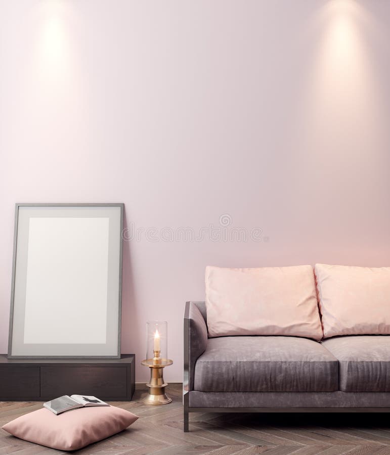 Mockup Poster in the Interior, 3D Illustration of a Modern Design Stock ...