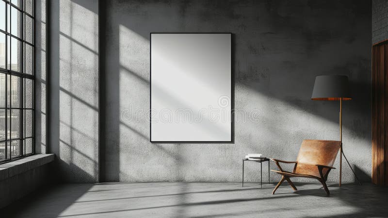 Mockup Poster Presentation with Natural Light and Shadow on Gray Wall ...