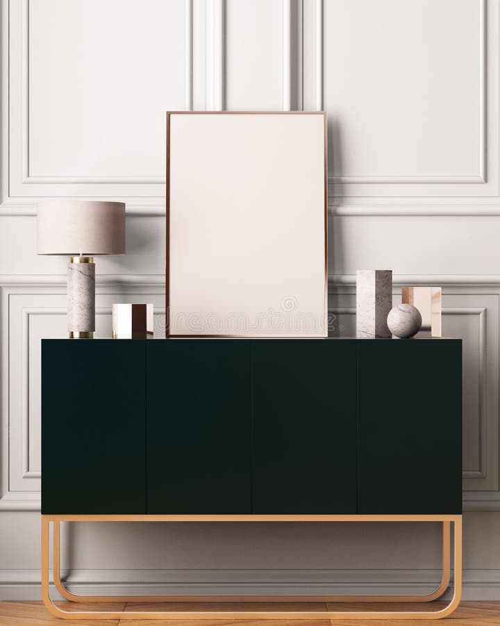 Mockup Posters in the Interior. Art Deco Style. 3d Rendering, 3d ...