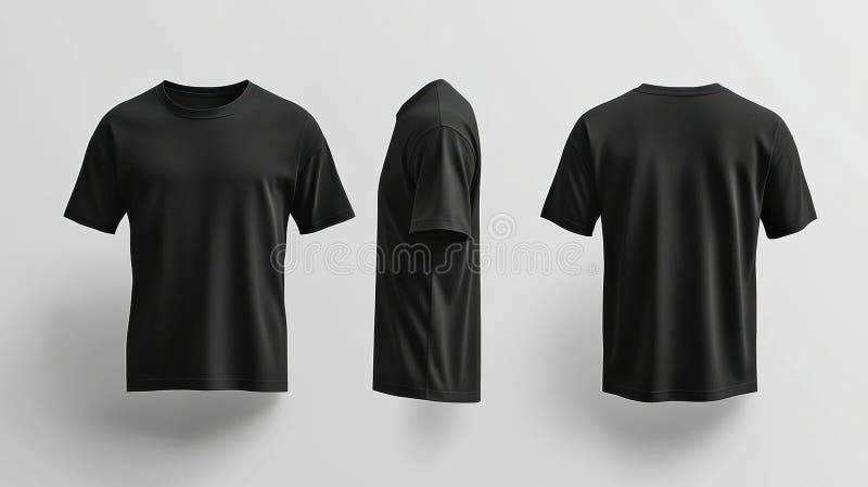 Black T Shirt Mockup Showcasing Multiple Angles for Design Placement ...