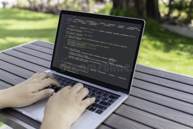 Mockup With Program Coding Strokes Stock Image Image Of Electronic Isolated 257942621 6372