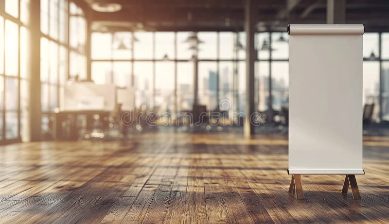A Mockup of a Pull-up Banner Stands in the Lobby. a Blank Roll-up ...