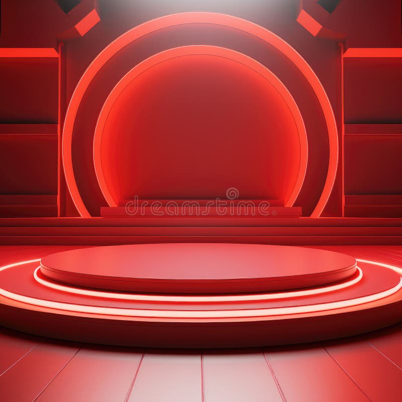 Mockup Red Studio with Striking Floor and Illuminating Lights ...