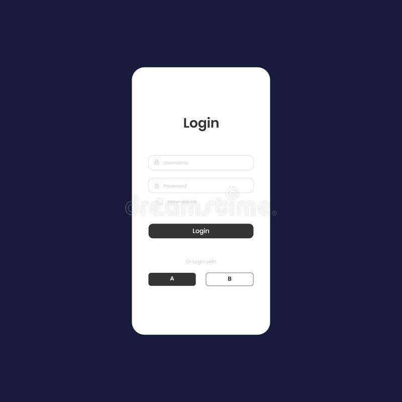 MockUp Screen with Login Form. Welcome Page for Your Mobile App Stock ...