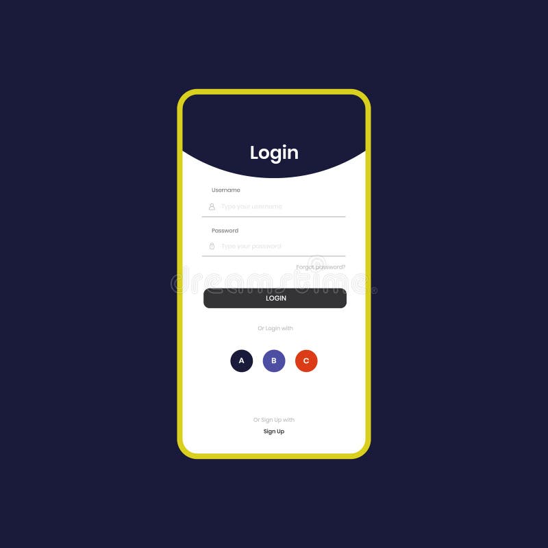 MockUp Screen with Login Form. Welcome Page for Your Mobile App ...