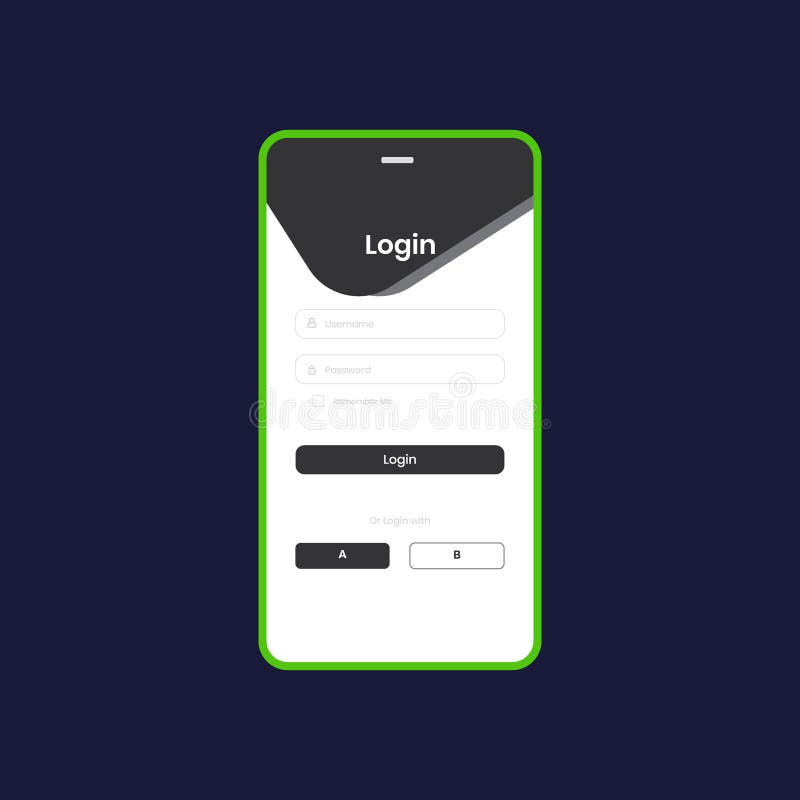 MockUp Screen with Login Form. Welcome Page for Your Mobile App ...