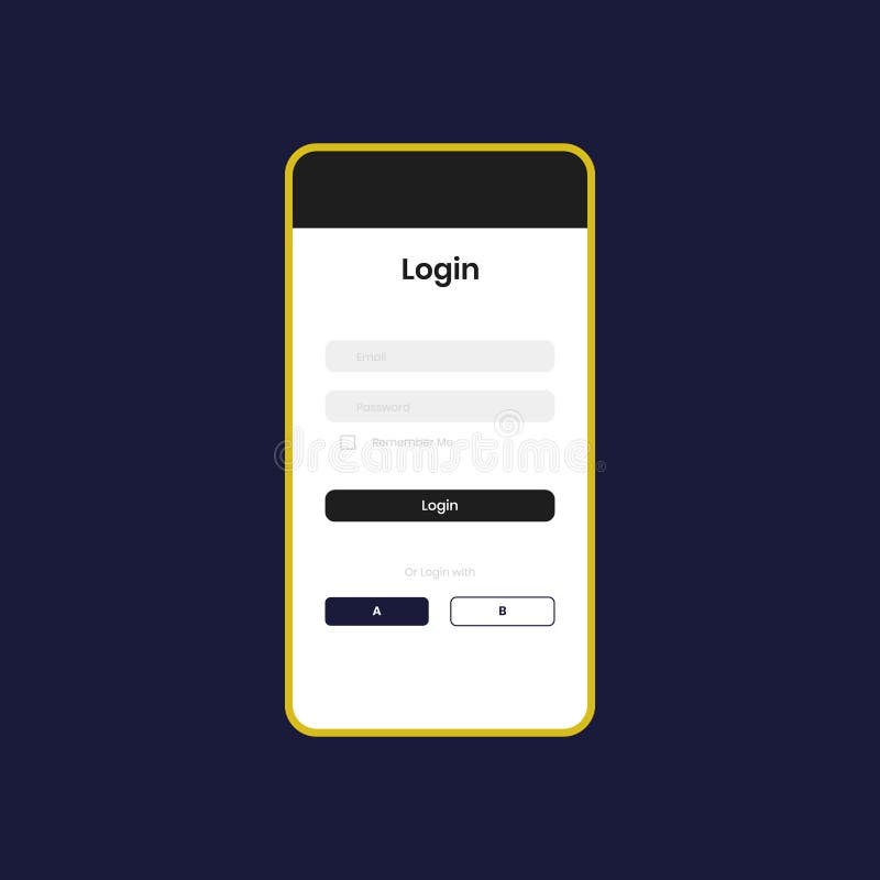 MockUp Screen with Login Form. Welcome Page for Your Mobile App ...