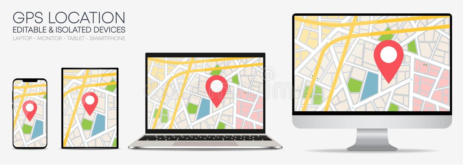 Multiple Red Location Pins on Simple Road Map Shipping Concept, 3d ...