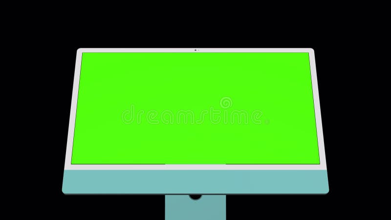 Mockup Shot of Computer with Green Screen. 3D Animation. Screen Has ...