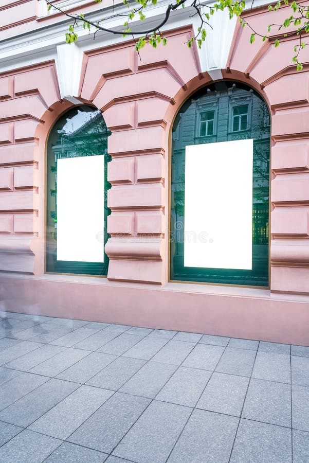 Mockup of Showcase Poster Billboards on Pink Building Stock Image ...