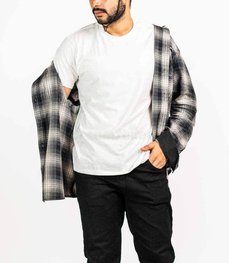 The Mockup Showcases a Man in a White Shirt, Artfully Posed, Making it ...