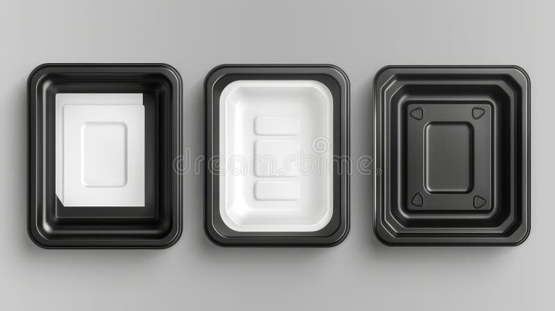 The Mockup Shows an Empty Styrofoam Black and White Container with a ...