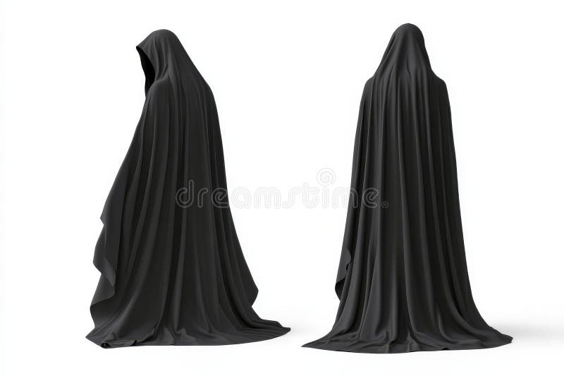 This Mockup Shows the Front and Back of a Black Female Khimar Stock ...