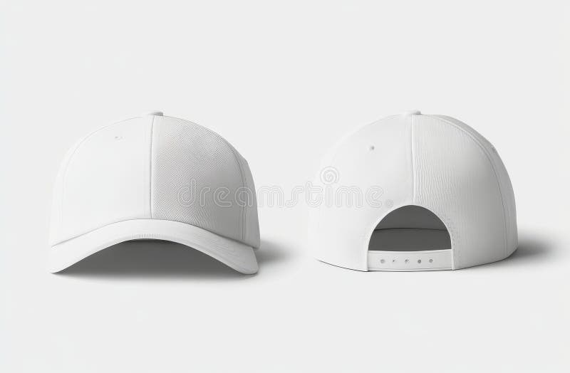 The White Baseball Cap is Shown in Four Different Angles. Stock Image ...