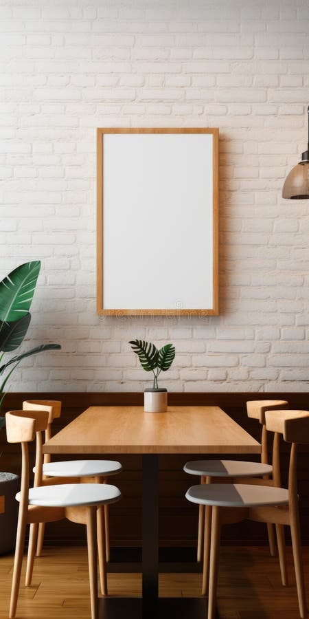 Mockup Sign on a Brick Wall in Cafe. Space for Your Text or ...