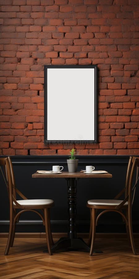 Mockup Sign on a Brick Wall in Cafe. Space for Your Text or ...