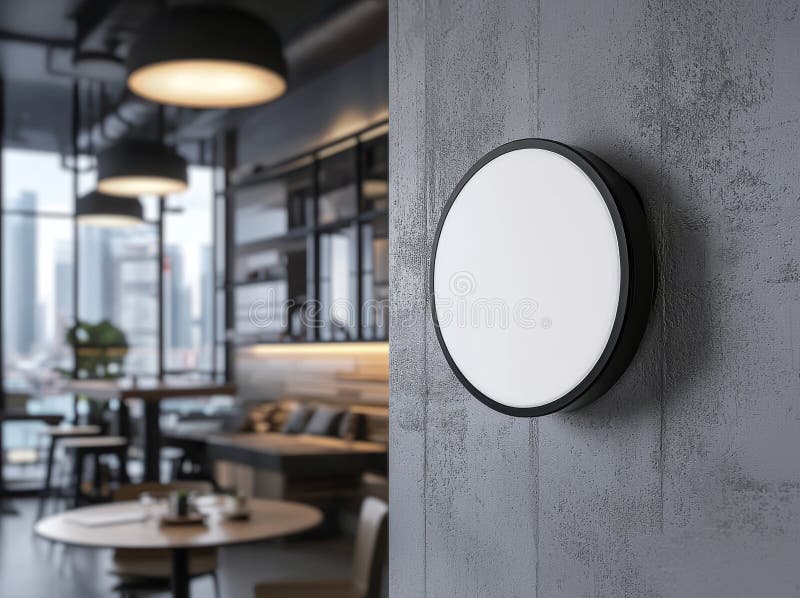 A Mockup Sign for a Front Shop Logo in a Circle Shape Stock Photo ...