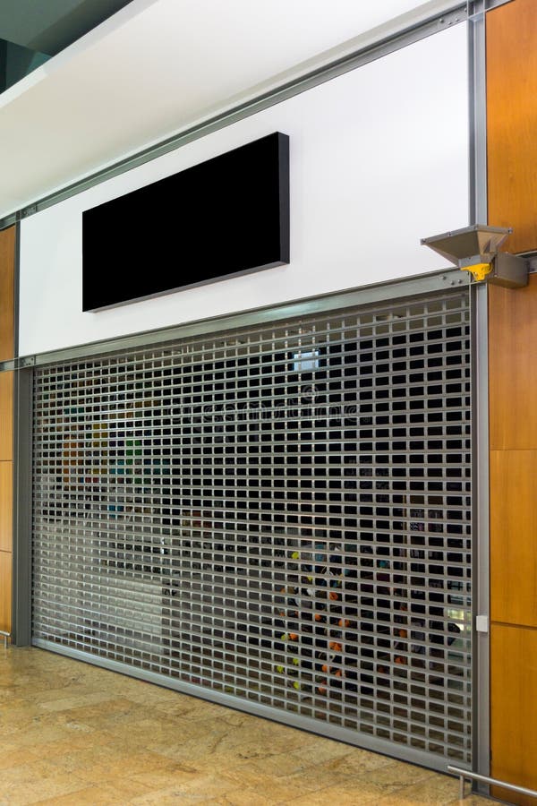 Mockup Signboard of the Closed Shop with Roller Shutter Stock Photo ...