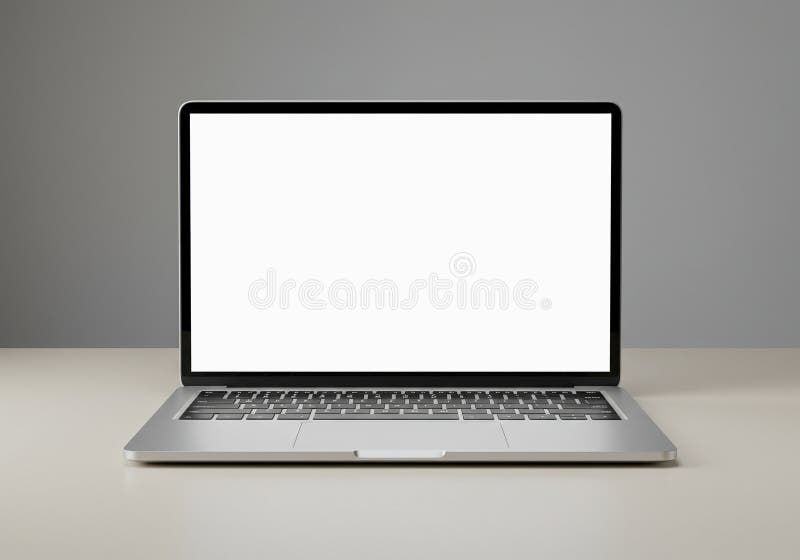 Mockup of Silver Laptop with Blank Screen on Neutral Background, Laptop ...
