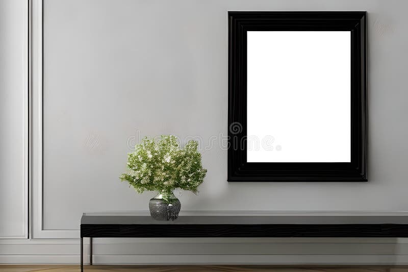 A Mockup Simple Photo Frame at the Wall and a Table Stock Illustration ...