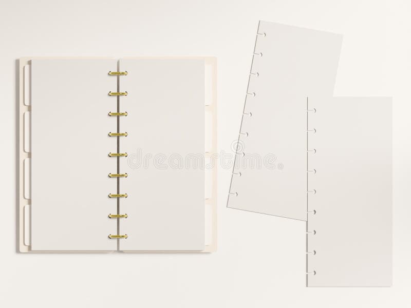 Mockup of a Small Sized Discbound Planner with Loose Inserts Stock ...
