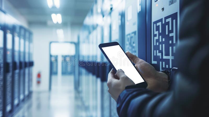 Mockup of Smartphone Controlling Automated Lockers. Smart Technology ...