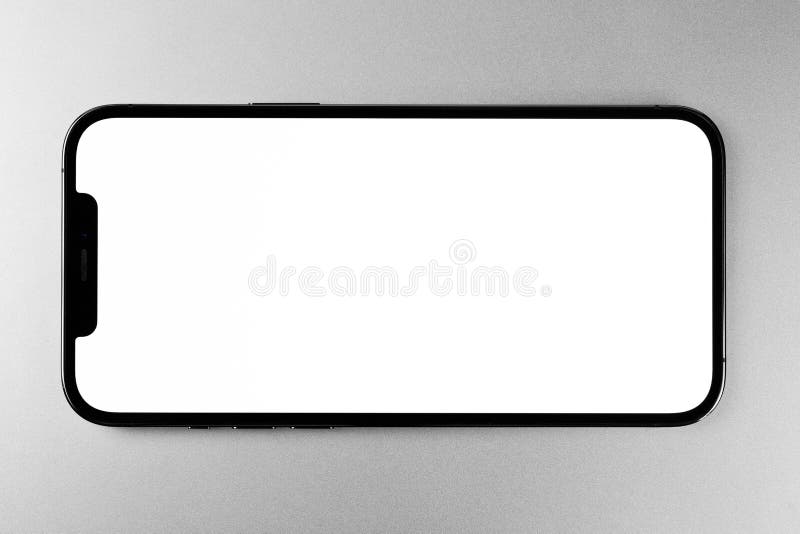 Mockup Horizontal Smartphone IPhone 14 Pro Max with White Screen ...