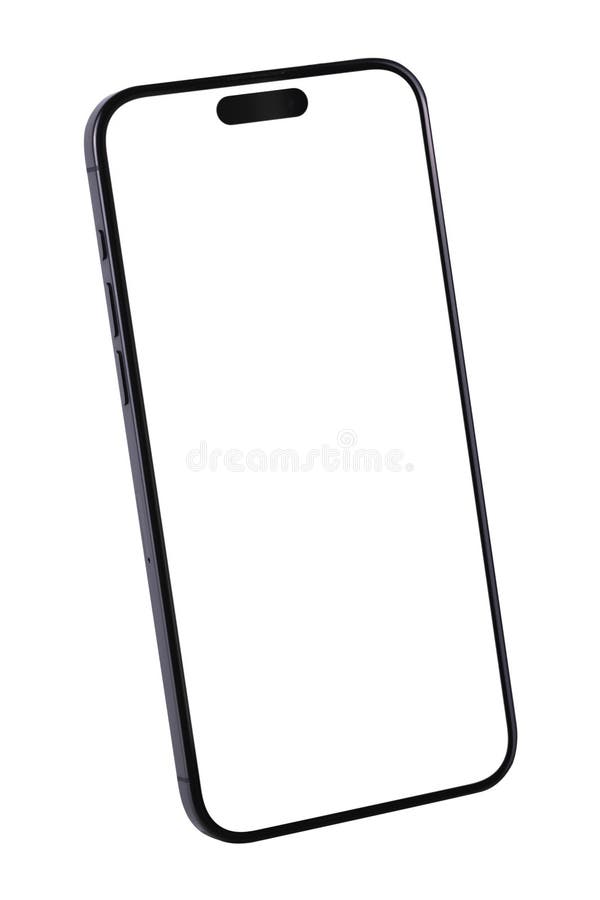 Mockup Smartphone IPhone 15 Pro Max Isolated with Blank, White Screen ...