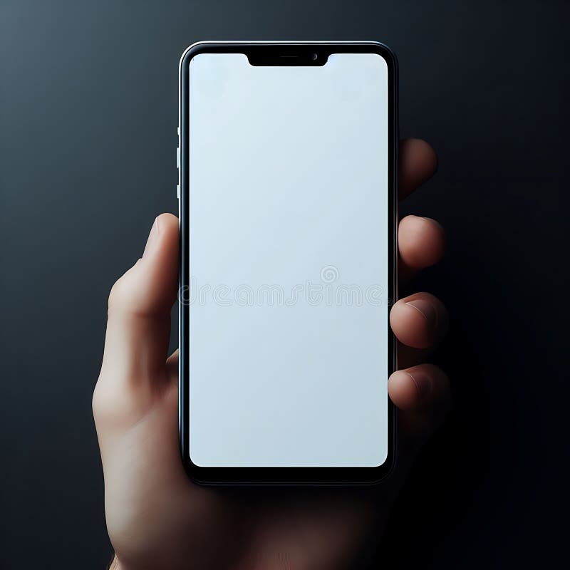 Mockup of a Smartphone in a Man& X27;s Left Hand on a Dark Background ...