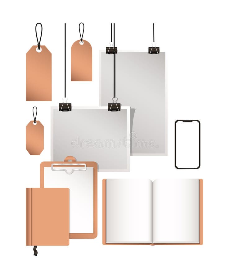 Mockup Smartphone Notebooks and Labels Vector Design Stock Vector ...