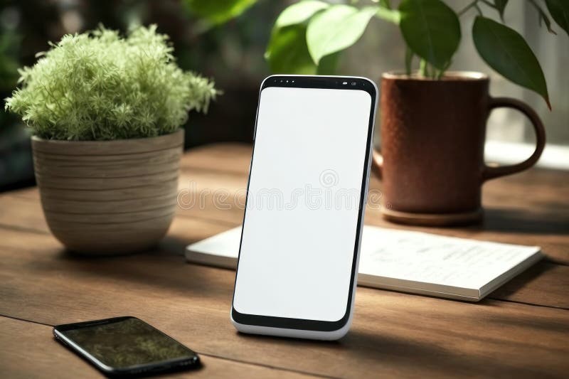 Mockup. the Smartphone is on the Table Stock Illustration ...