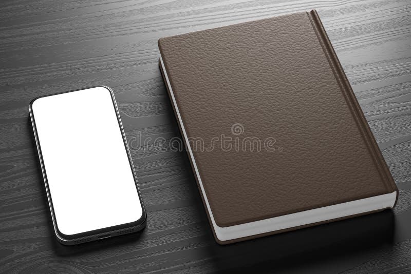 A Mockup of a Smartphone on the Table Next To a Notepad. 3d Render ...