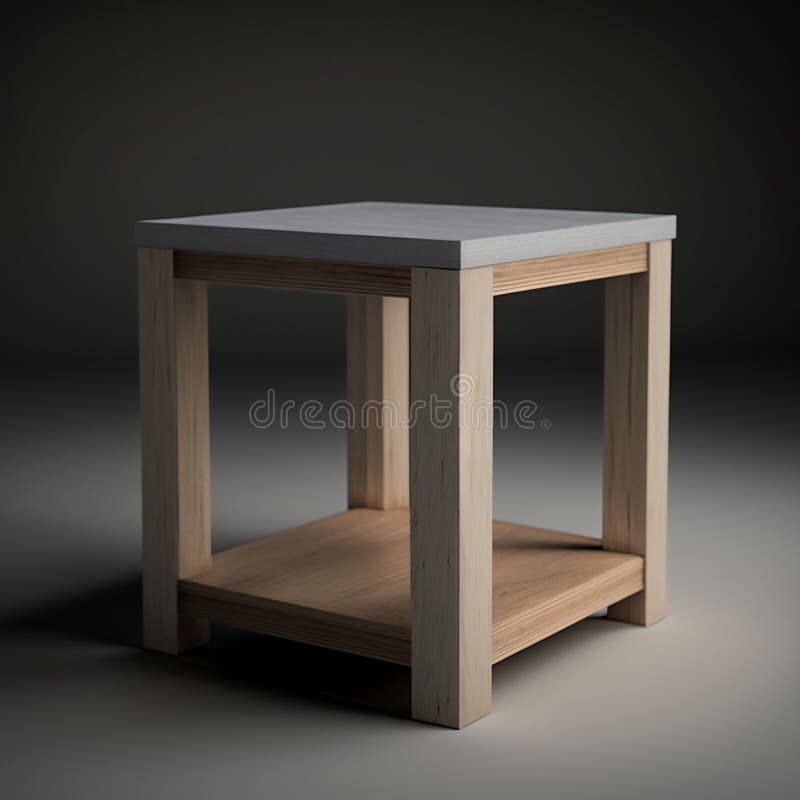 Mockup of a Square Timber Side Table Generative Ai Dark Background ...