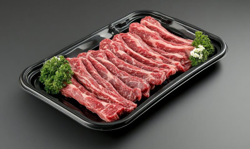A Mockup Stack of Transparent Plastic Beef Trays with White Labels ...
